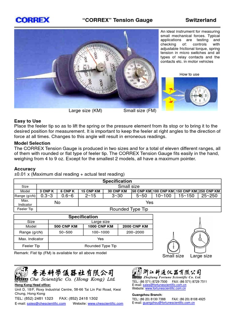 "CORREX" Tension Gauge Switzerland: Easy To Use | PDF | Tools | Equipment