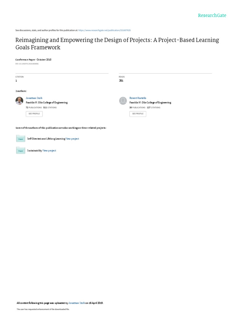 Reimagining and Empowering The Design of Projects A ProJect - Based ...