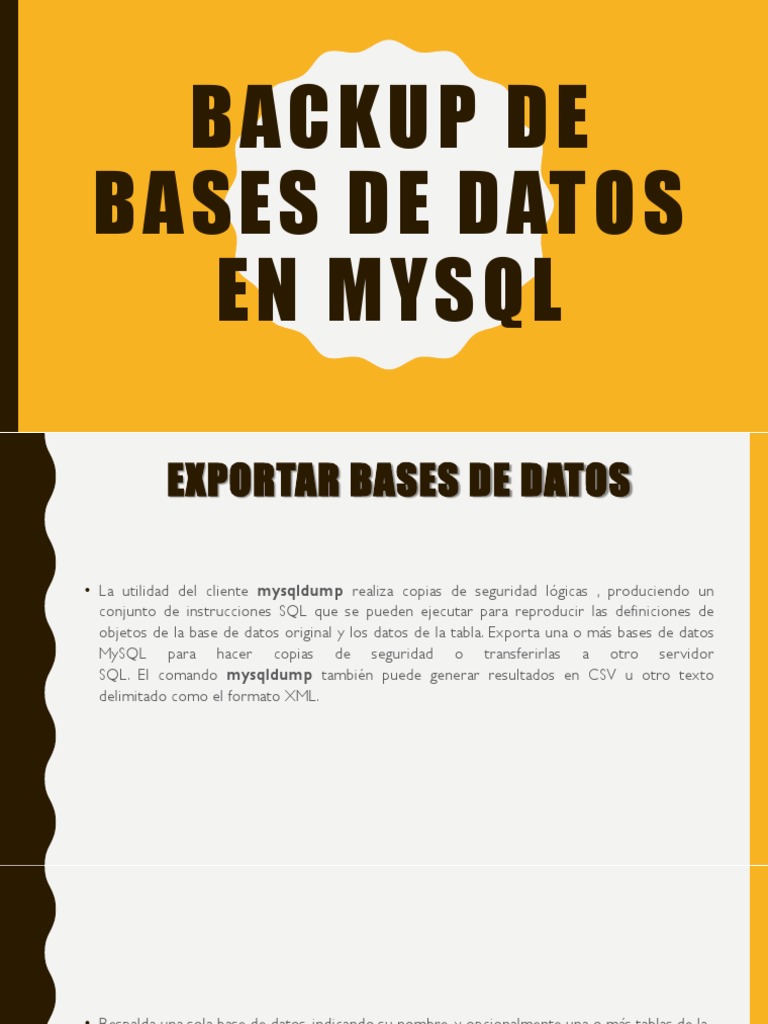 Backup de Bases de Datos en Mysql PDF | PDF | SQL | Bases de datos