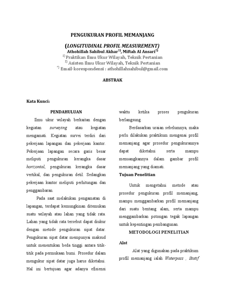 Jurnal Pengukuran Profil Memanjang | PDF