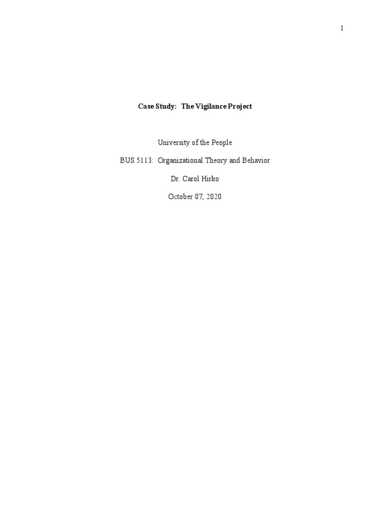 Case Study: The Vigilance Project | Download Free PDF | Negotiation ...
