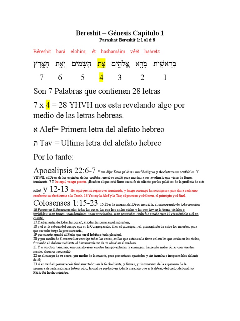 Parasha Bereshit | PDF | Libro del Génesis | Tetragrammaton