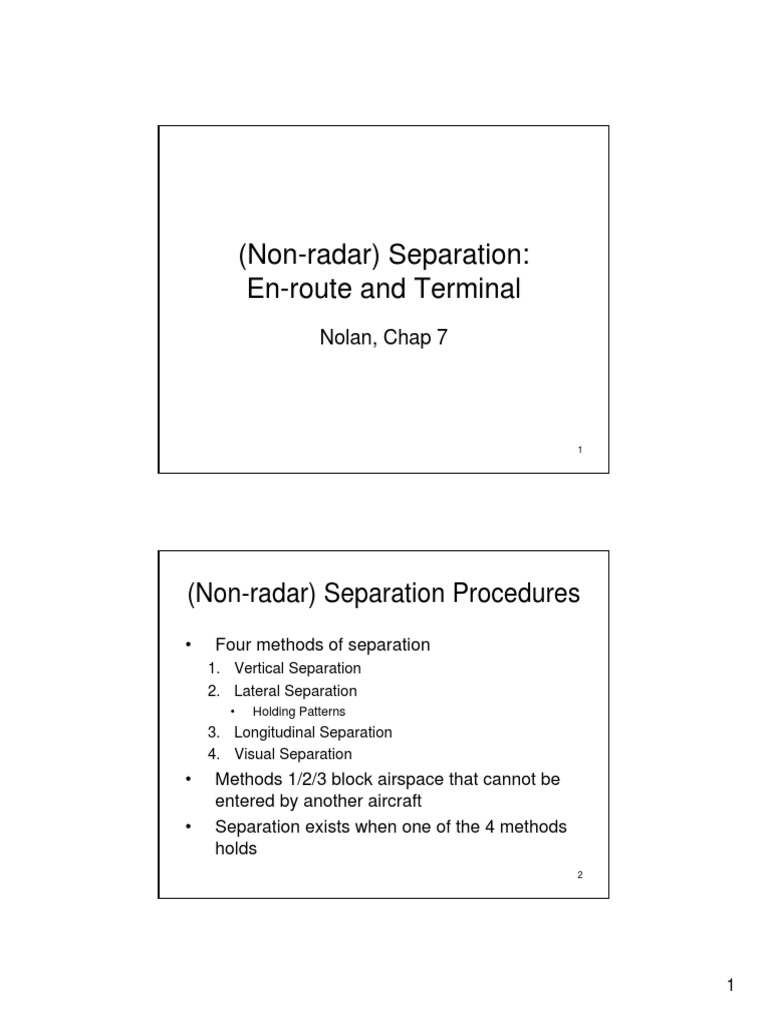 (Non-Radar) Separation: En-Route and Terminal | PDF | Aeronautics ...