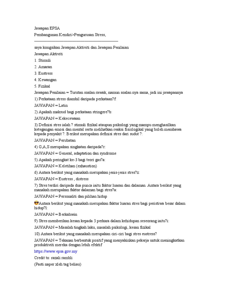 Jawapan EPSA | PDF