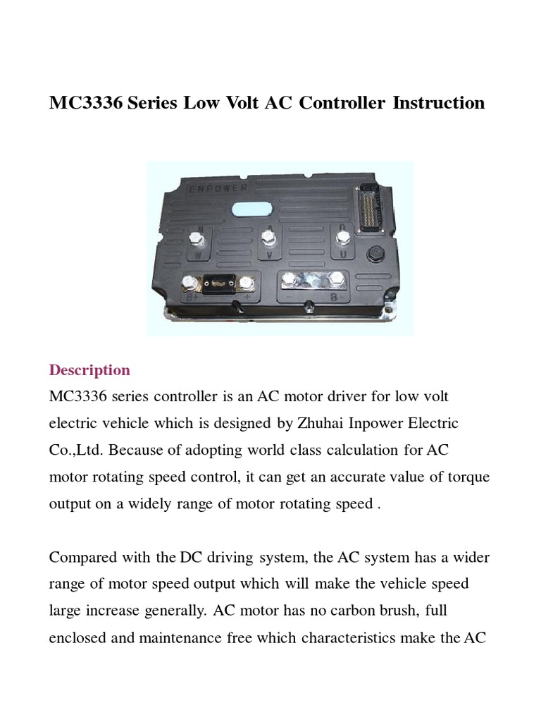 MC3336-7250'9650'A850 AC Motor Controller | PDF | Electric Motor ...