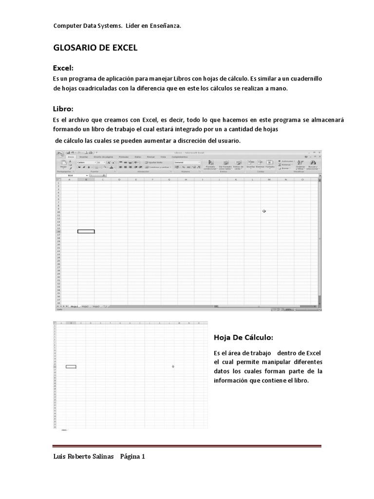 Glosario de Excel1 PDF | PDF | Microsoft Excel | Hoja de cálculo