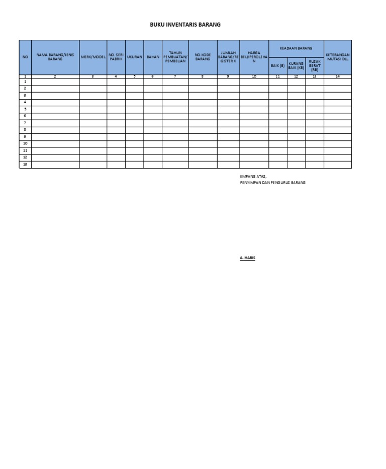 Buku Inventaris Barang | PDF