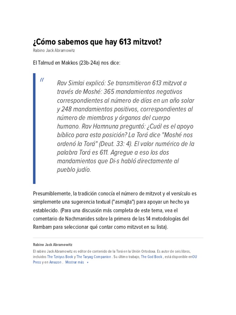 El Origen de las 613 Mitzvot | PDF