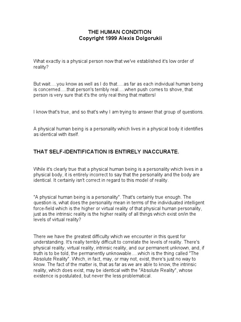 The Human Condition | PDF | Reality | Evolution