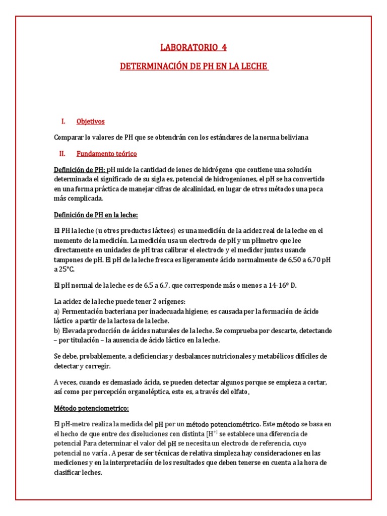 Lab 4 | PDF | Ph | Leche