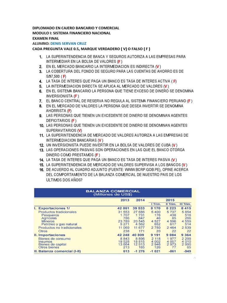 Examen Cajero Bancario y Comercial - Denis Servan | PDF | Seguro | Reaseguro