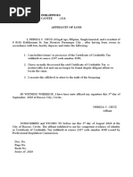 Affidavit of Lost COR | PDF