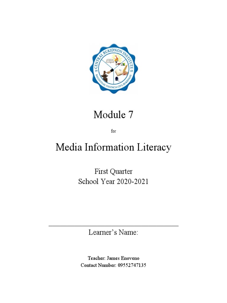Media Information Literacy: First Quarter School Year 2020-2021 | PDF ...