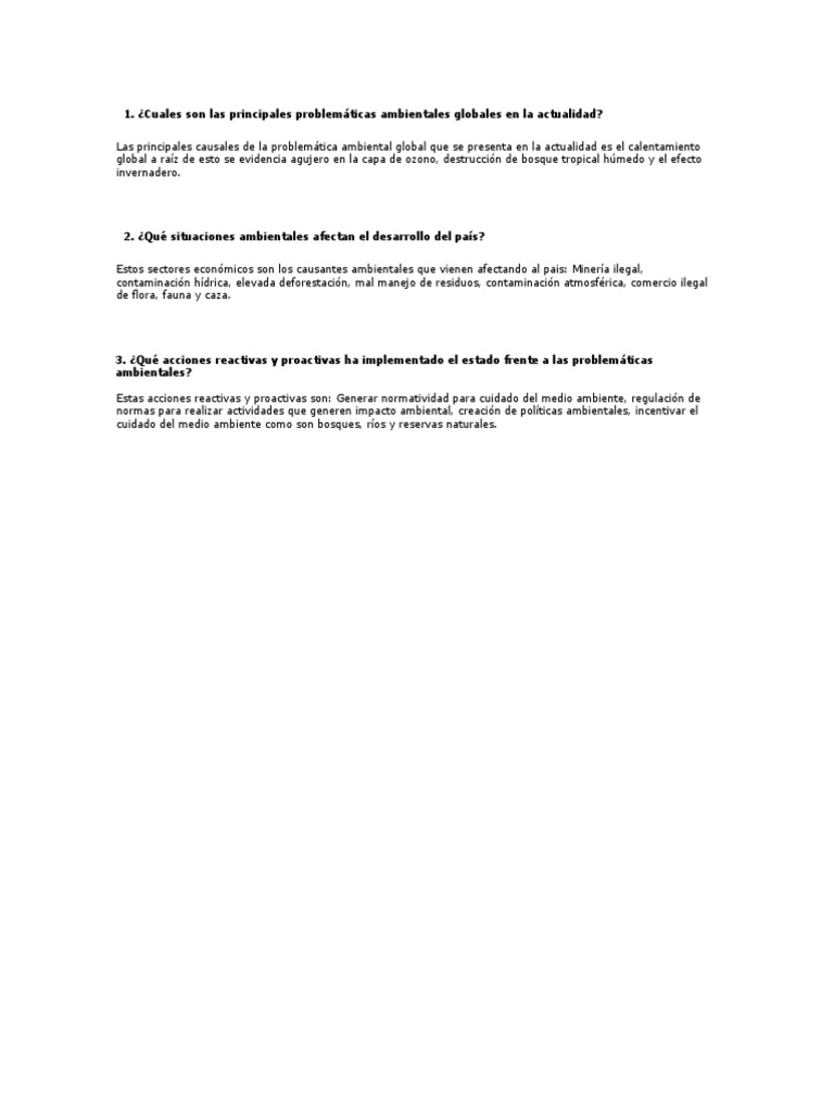 Las principales causales de la problemática ambiental global que se ...