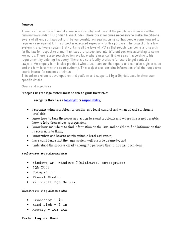 Online IPC Law Awareness System | PDF | Computers
