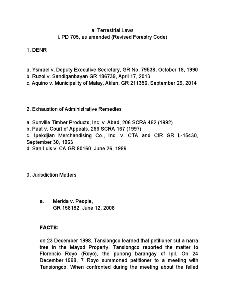 Terrestrial Laws: Key Legal Cases Summary | PDF | Complaint | Lumber
