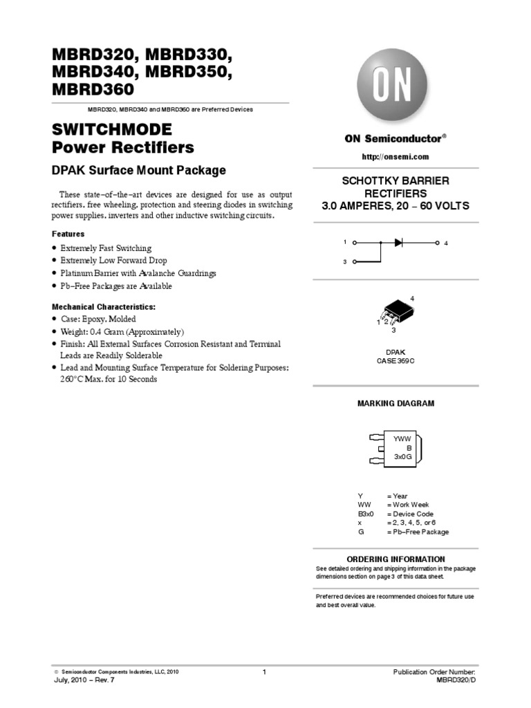 MBRD330 RLdatasheet | PDF | Rectifier | Electrical Engineering