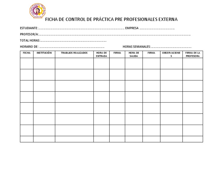 Ficha de Control de Practica Pre Profesionales | PDF