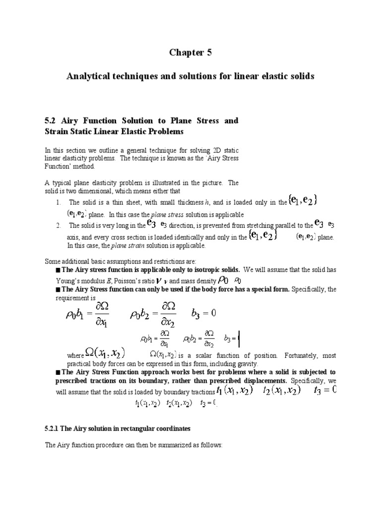 Chapter 5 Airy Stress Function | Download Free PDF | Linear Elasticity | Stress (Mechanics)