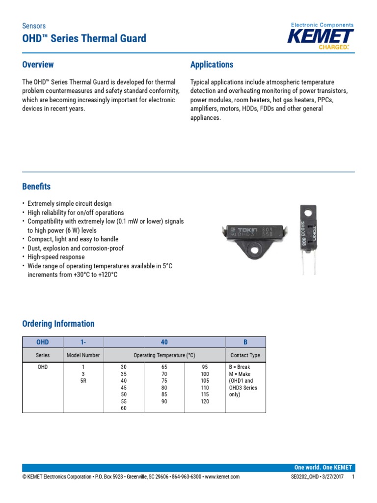 OHD™ Series Thermal Guard: Applications | PDF | Electrical Resistance ...