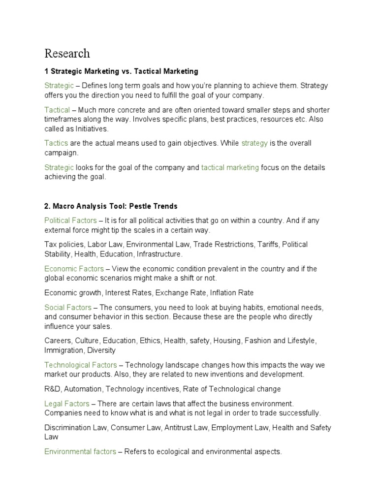 Marketing Strategic Vs Tactical Pdf Marketing Research Survey
