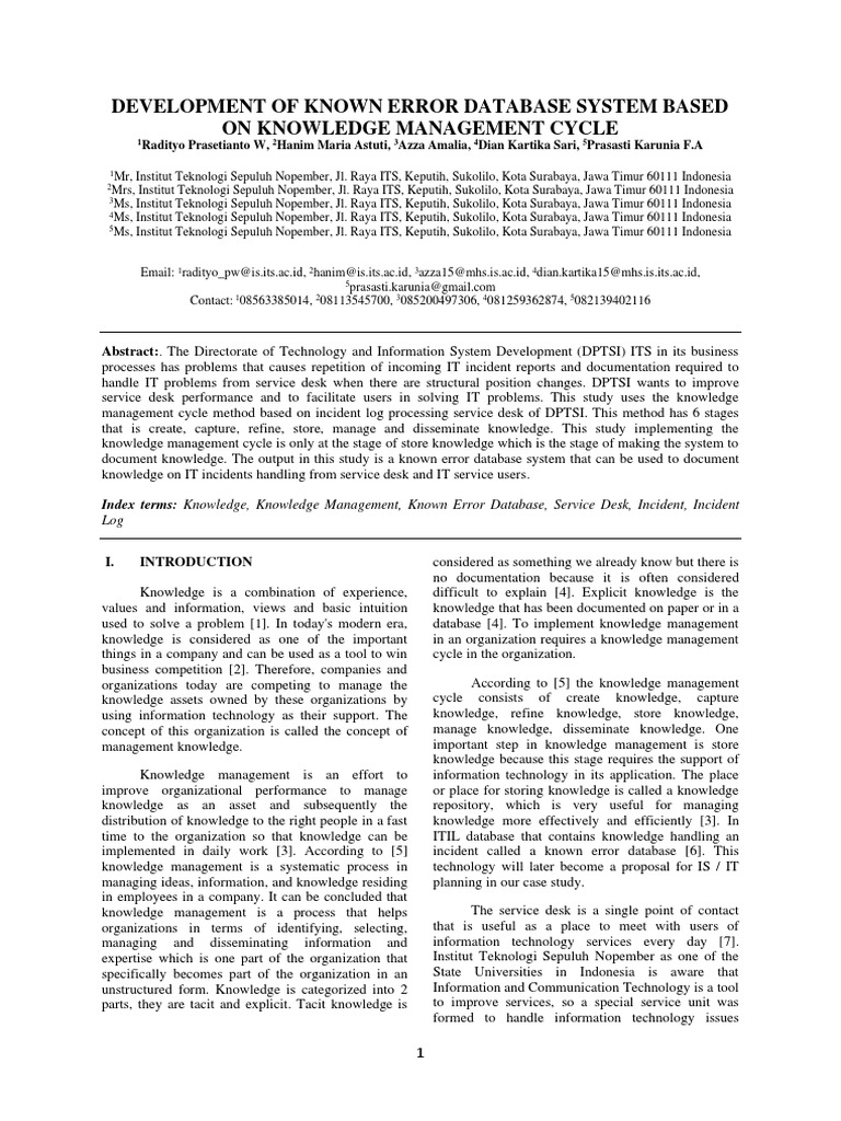 Development of Known Error Database System Based On Knowledge ...