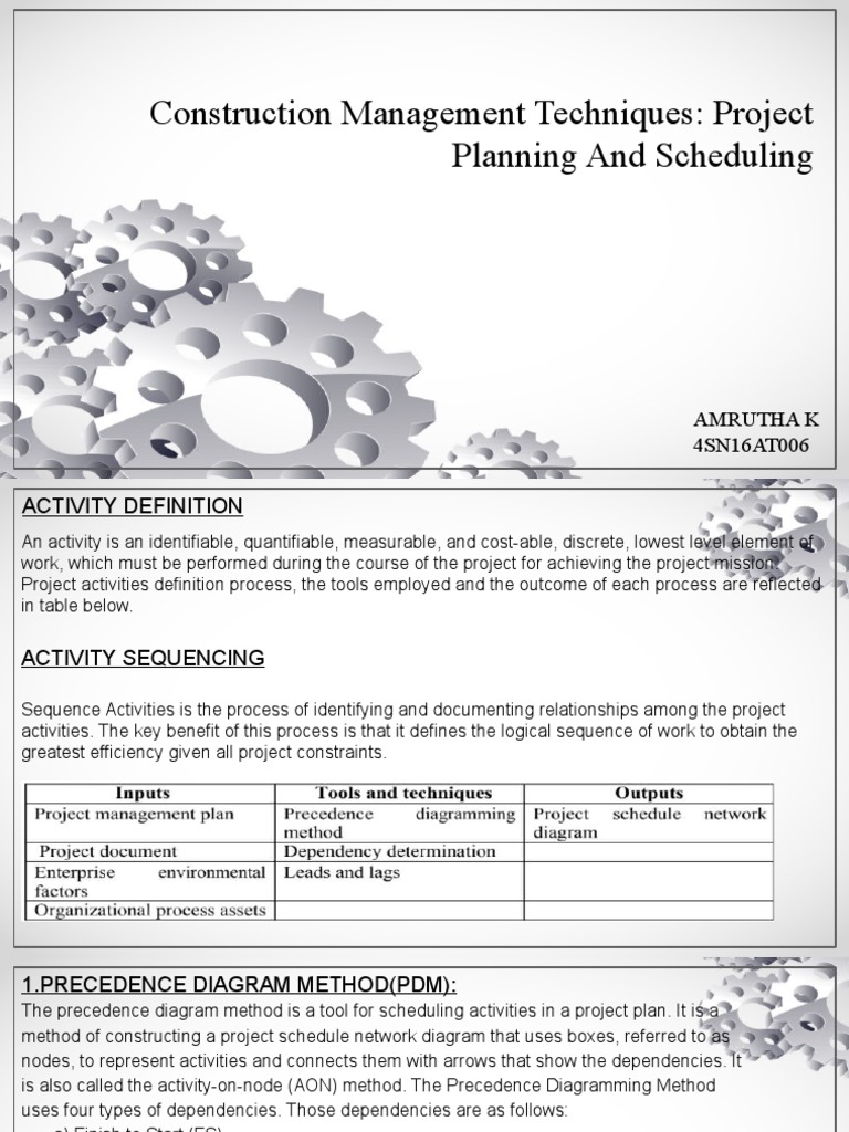 Planning and Scheduling Construction Projects: An Overview of Key ...