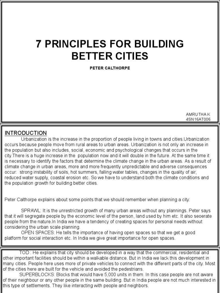 7 Principles For Building Better Cities | PDF | Urbanization | Land ...