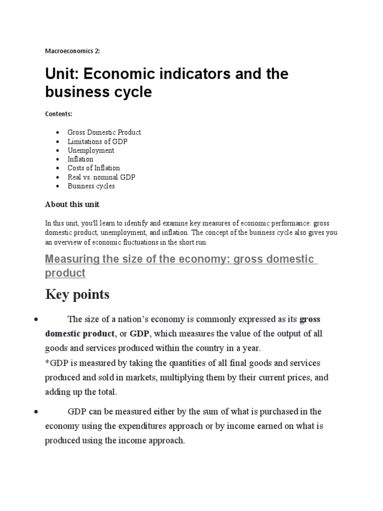 Economic Indicators and The Business Cycle | PDF | Gross Domestic ...