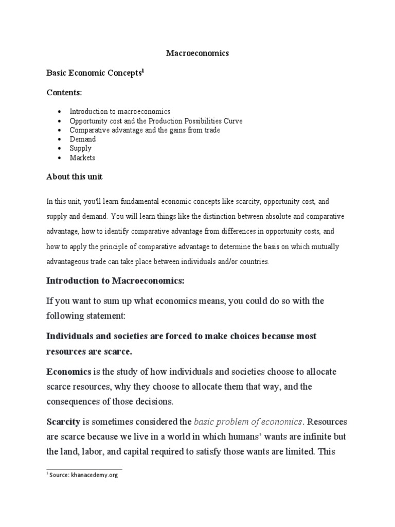 Basic Economic Concepts | PDF | Demand | Economics