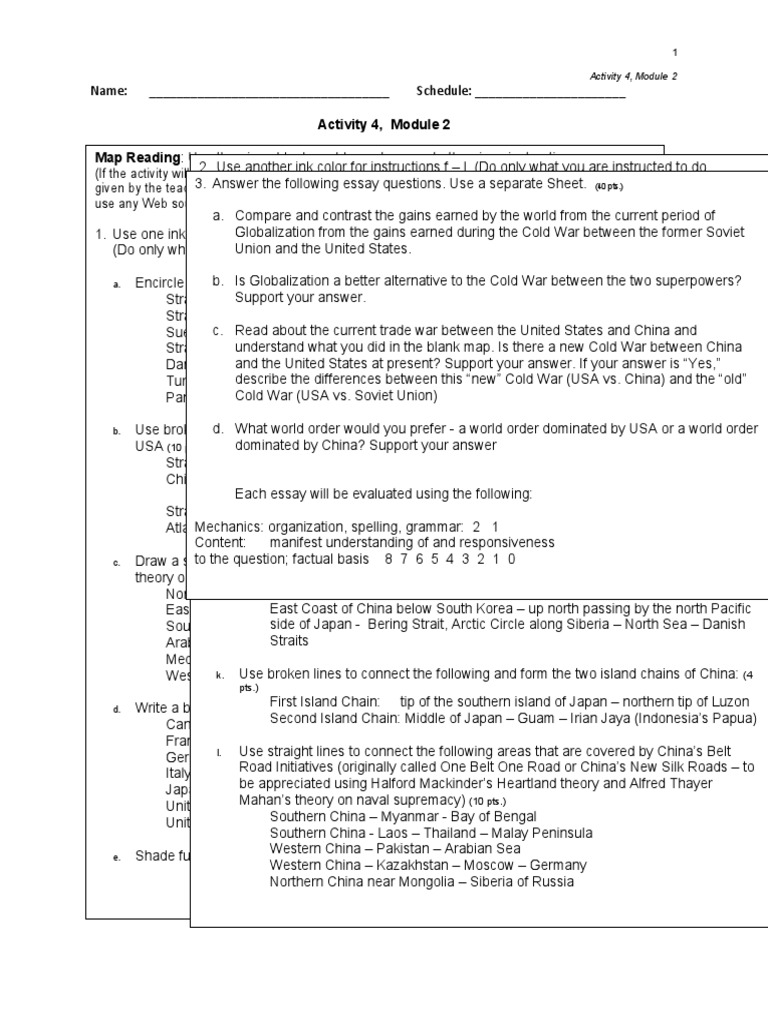 Activity 4, Module 2 Map Reading: Use The Given Blank World Map To ...