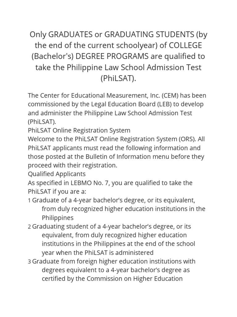 Philsat | PDF | Law School | Identity Document
