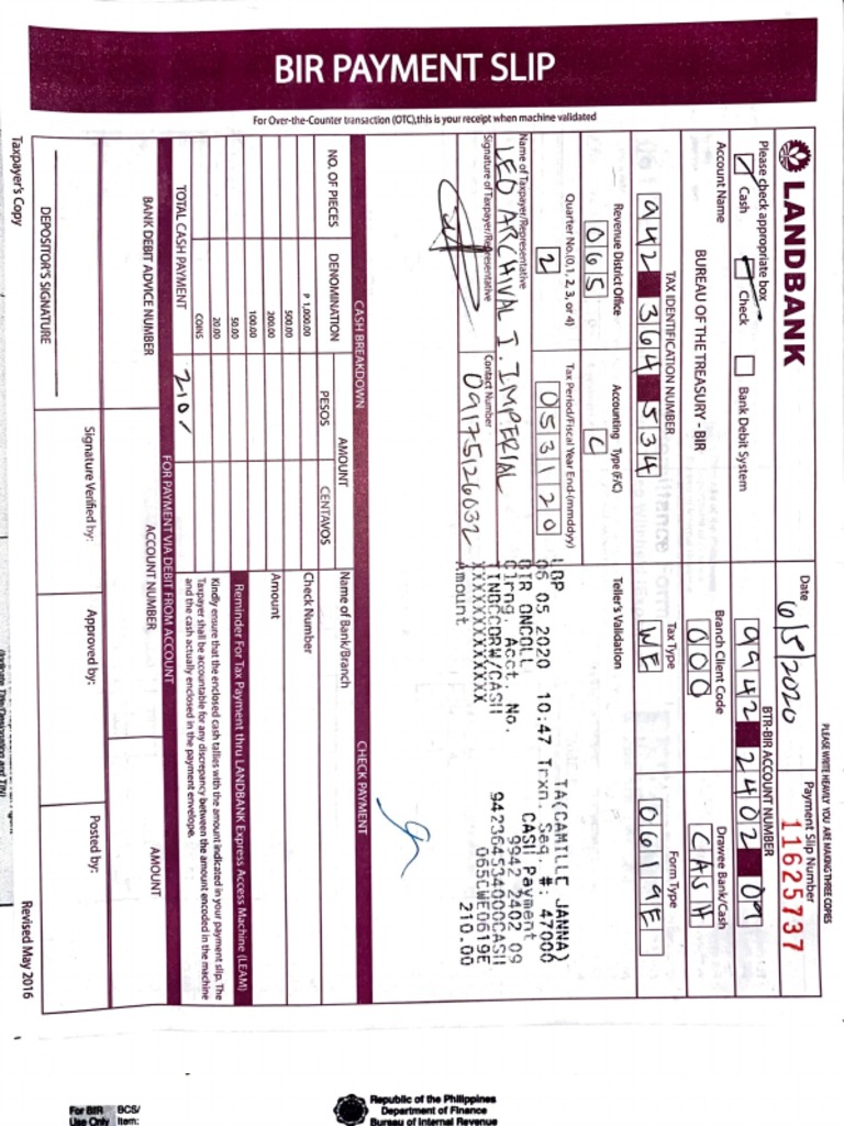 PAYMENT SLIP COPY | PDF | Payments | Money