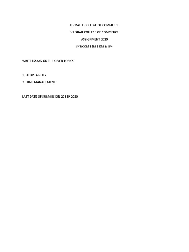 Assignment Sy Bcom Sem 3 em and GM 2020 PDF | PDF