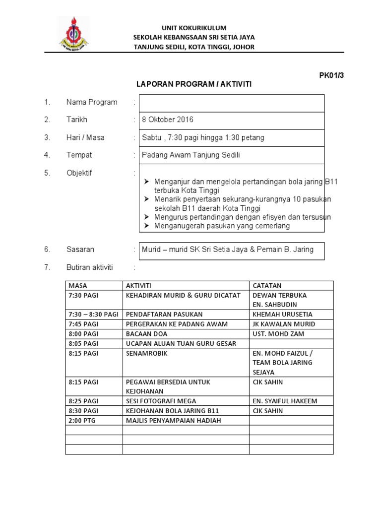 Format Laporan Aktiviti | PDF