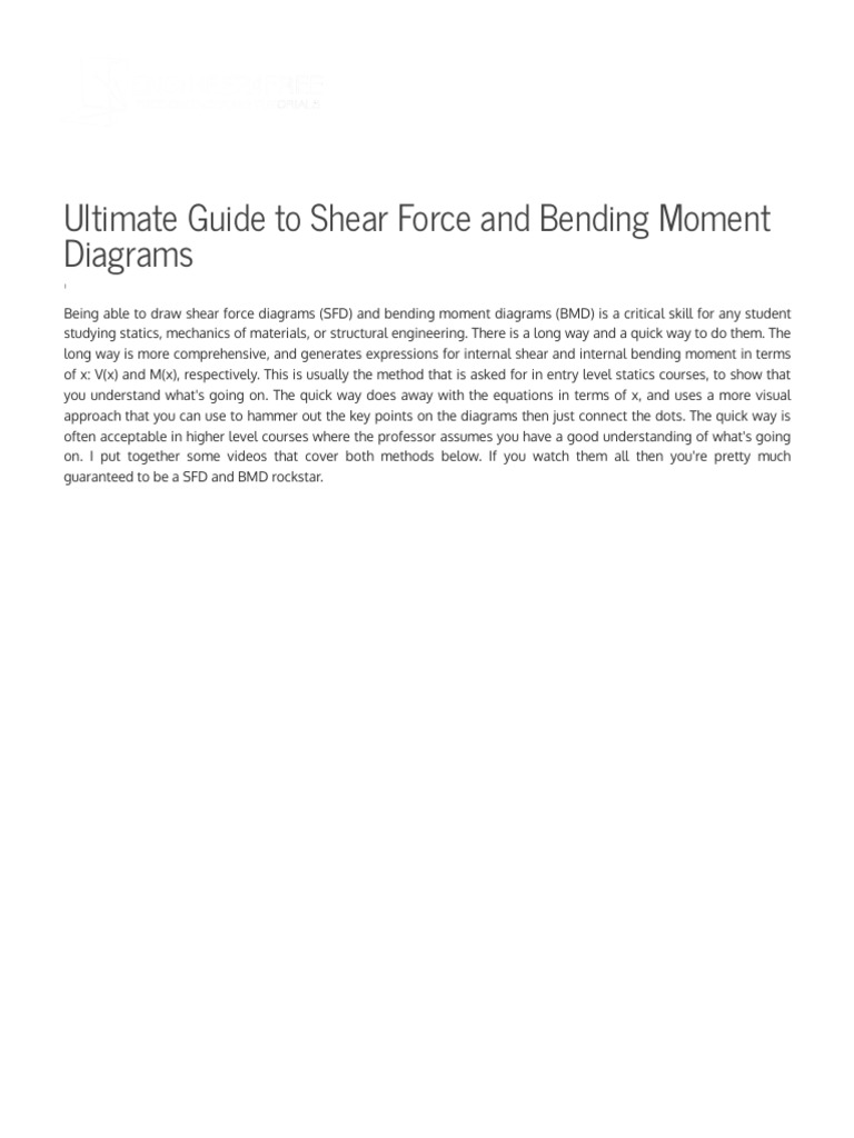 Ultimate Guide To Shear Force and Bending Moment Diagrams ...