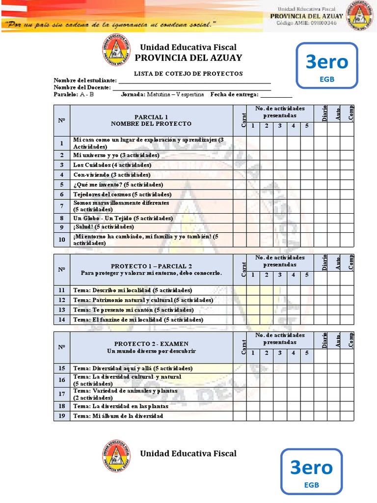 Lista de Cotejo 3ero EGB | PDF | Evaluación | Modificación de comportamiento