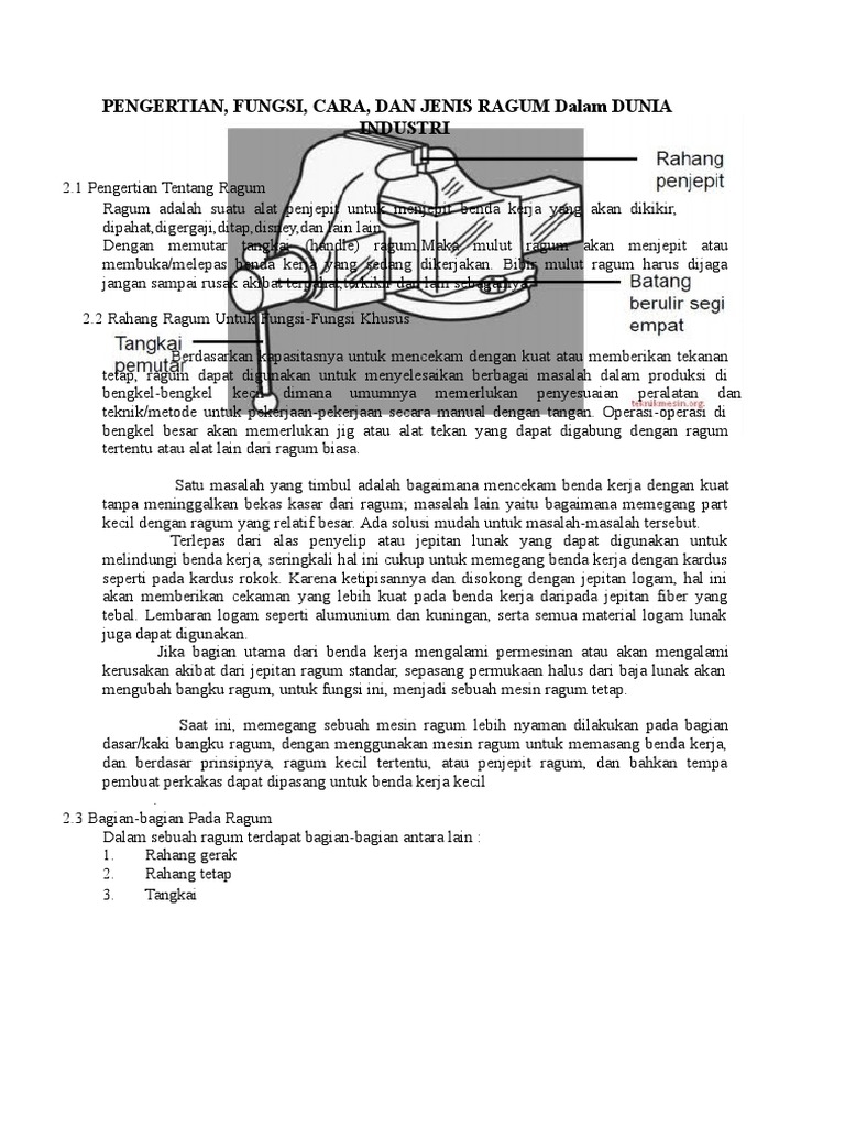 Pengertian, Fungsi, Cara, Dan Jenis Ragum Dalam Dunia Industri | PDF ...