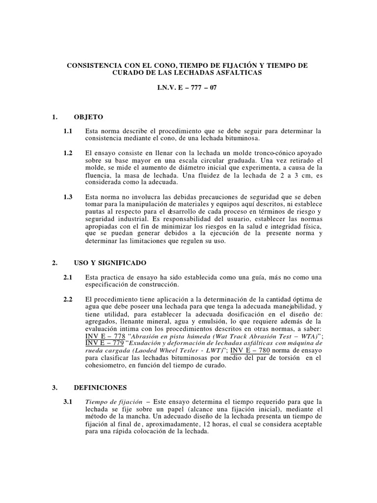 Norma INV E-777-07 PDF | PDF | Papel | Agua