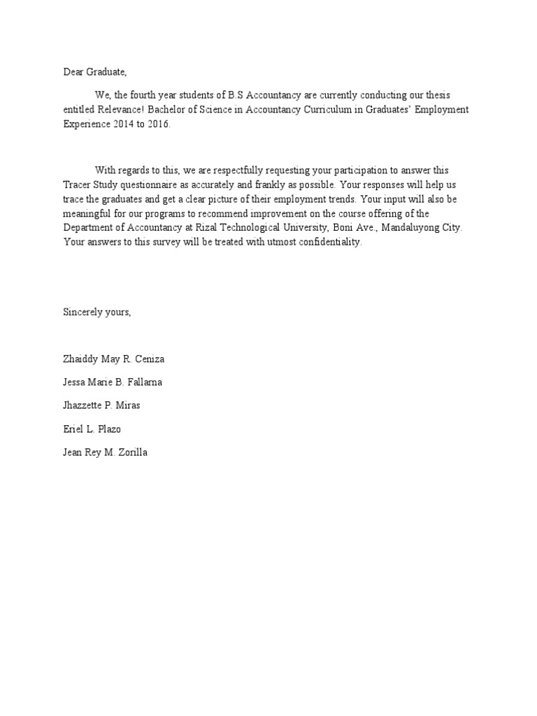 Tracer Study Questionnaire | PDF | Accounting | Employment
