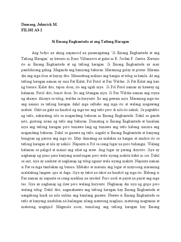 Si Emang Engkantada at Ang Tatlong Haragan | PDF