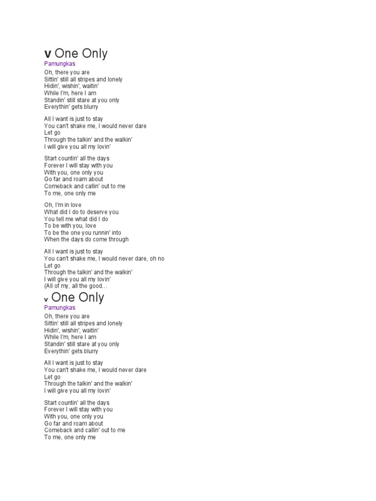 One Only by Pamungkas Lyrics | PDF