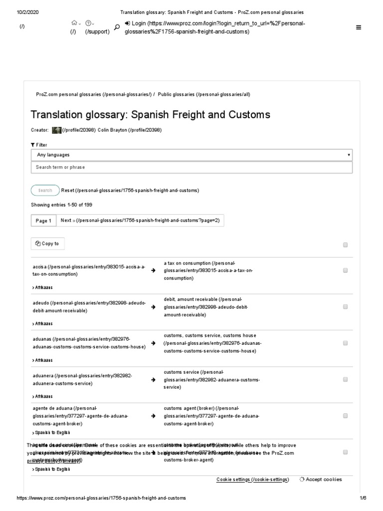 Translation Glossary - Spanish Freight and Customs - ProZ - Com ...