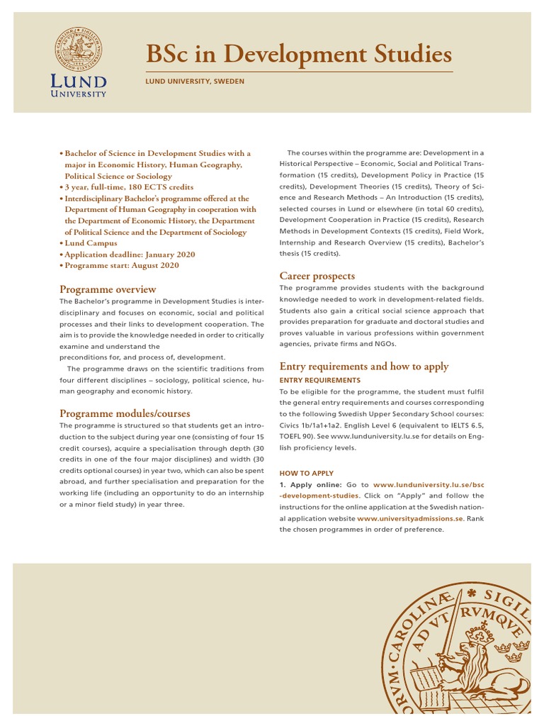 Bachelor of Science in Development Studies: An Interdisciplinary ...