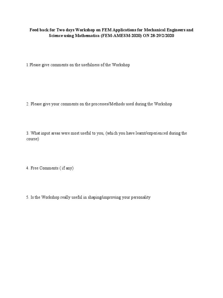 Feedback Form For SDP | PDF