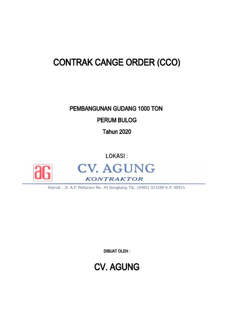 Cco Realisasi Rab Gudang Mario Rennu Kab. Bulukumba 2020 | PDF