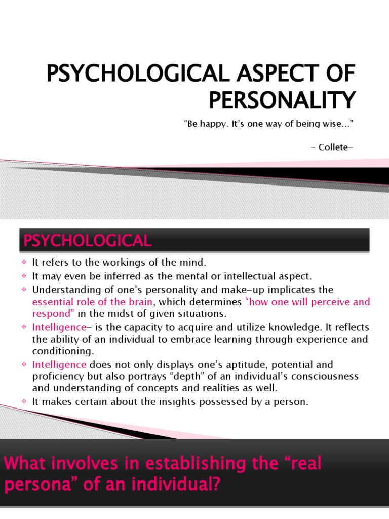 Pdev Lesson 6 Psychological Aspect of Personality | PDF | Stress ...