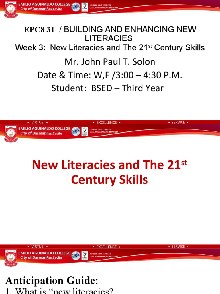 New Literacies and The 21st Century Skills | PDF | Literacy ...