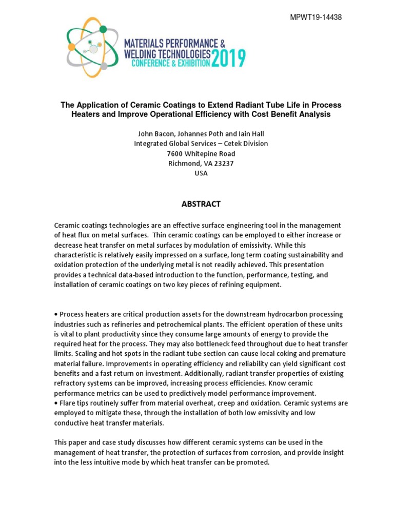 The Application of Ceramic Coatings To Extend Radiant Tube Life in ...