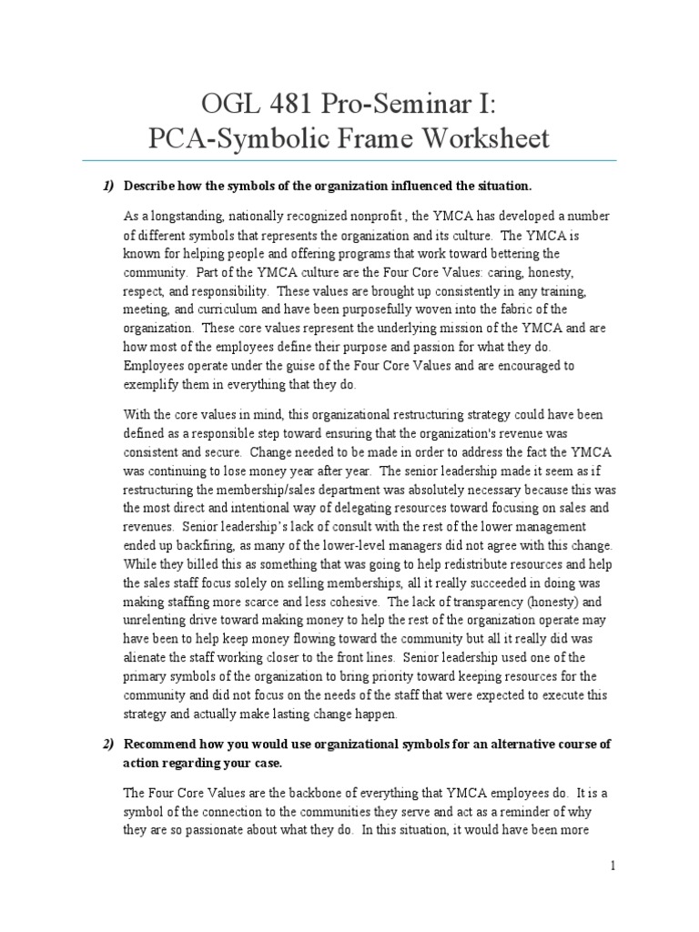 Ogl 481 Symoblic Frame Worksheet 2 | PDF | Ymca | Leadership